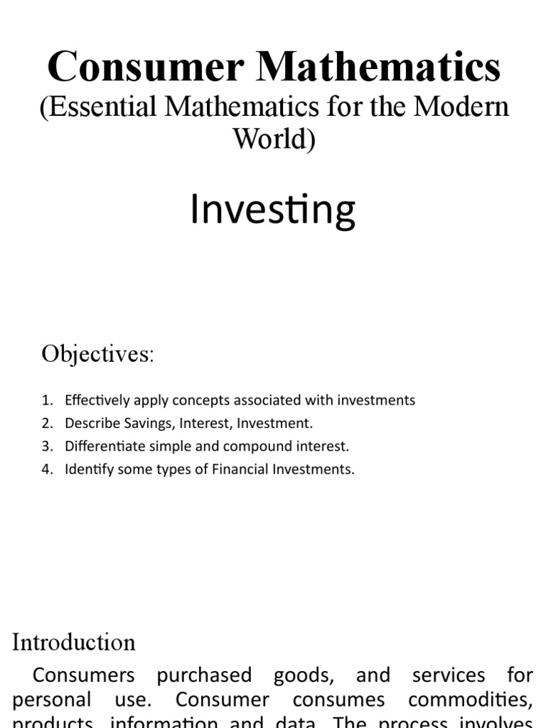 Consumer Mathematics PART 1 LESSON 5 | PDF | Interest | Banks