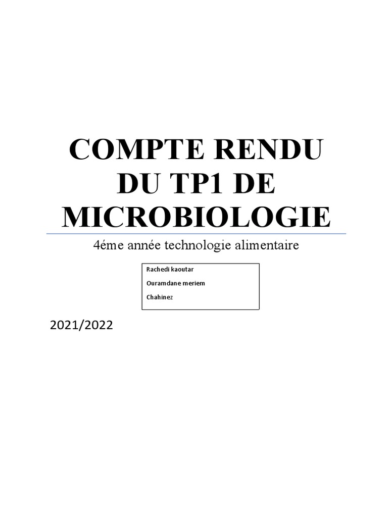 Compte Rendu Du TP1 de Microbiologie | PDF