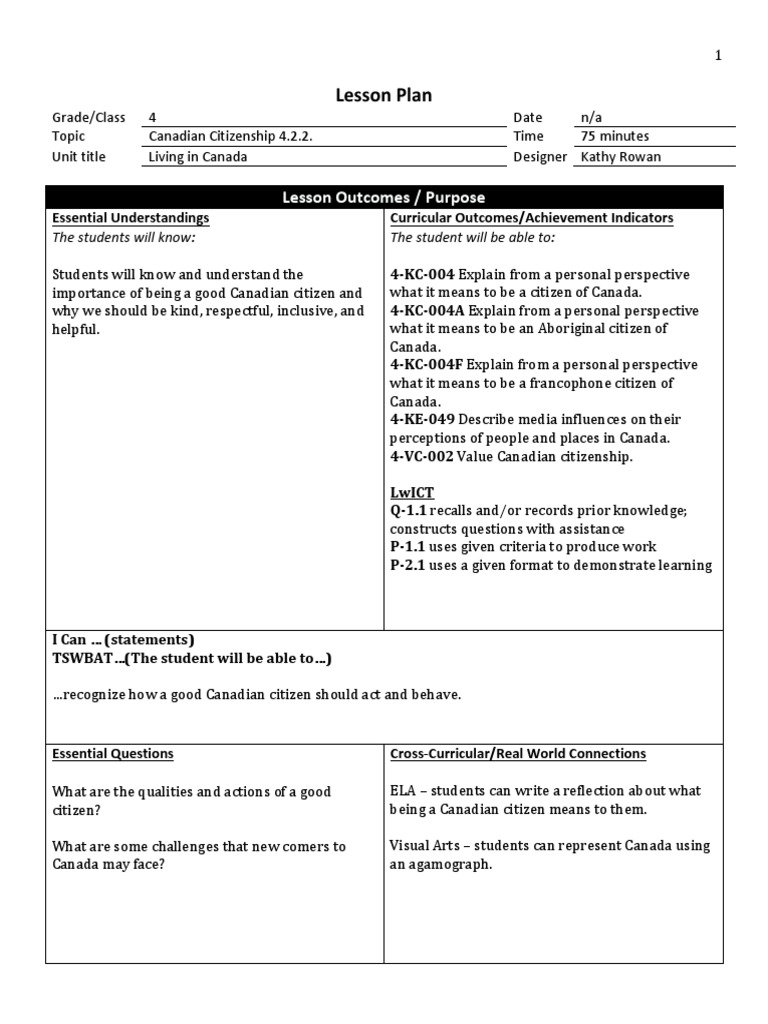 Lesson Plan | PDF | Citizenship | Educational Technology