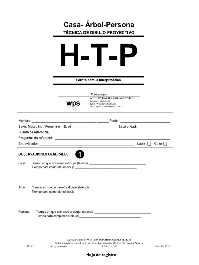 Hoja de Registro, Interrogatorio, Conceptos, HTP | PDF