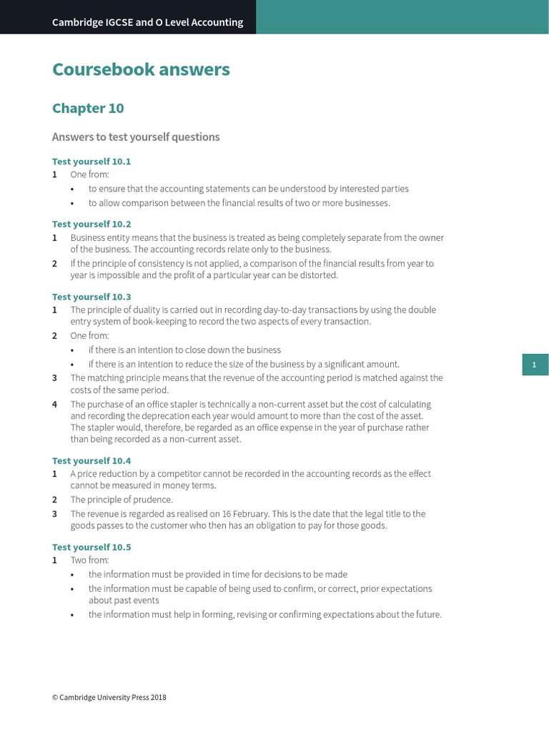 Coursebook Chapter 10 Answers | PDF | Finance & Money Management