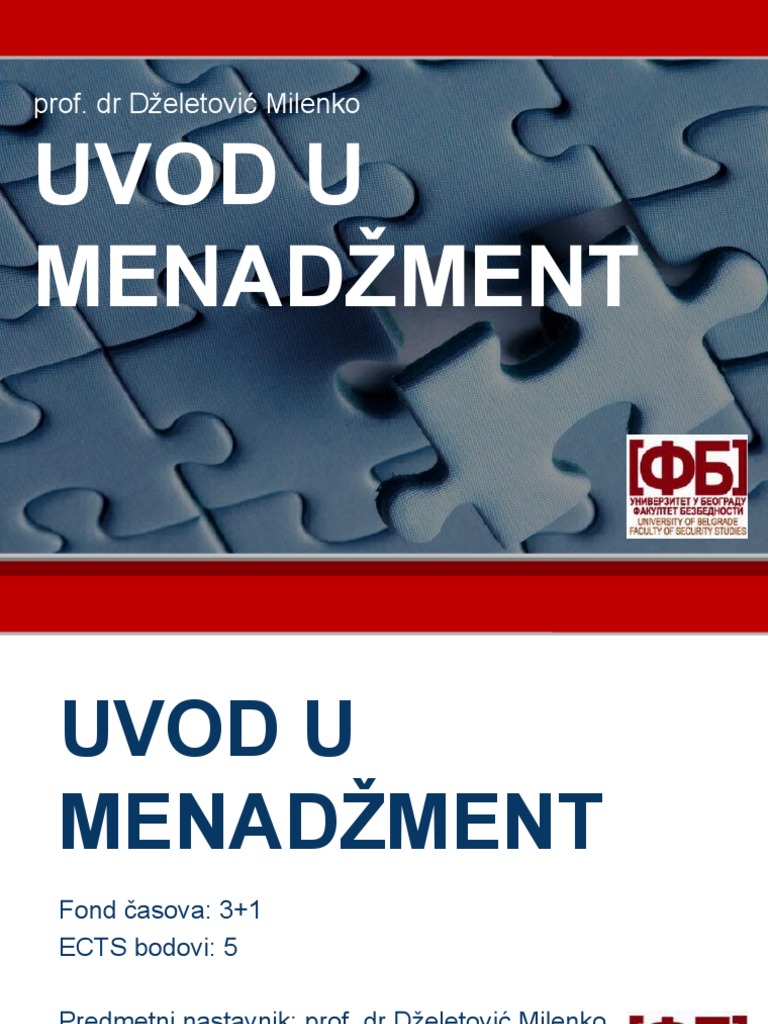 00 Uvod U Menadzment 2020 - 21 | PDF