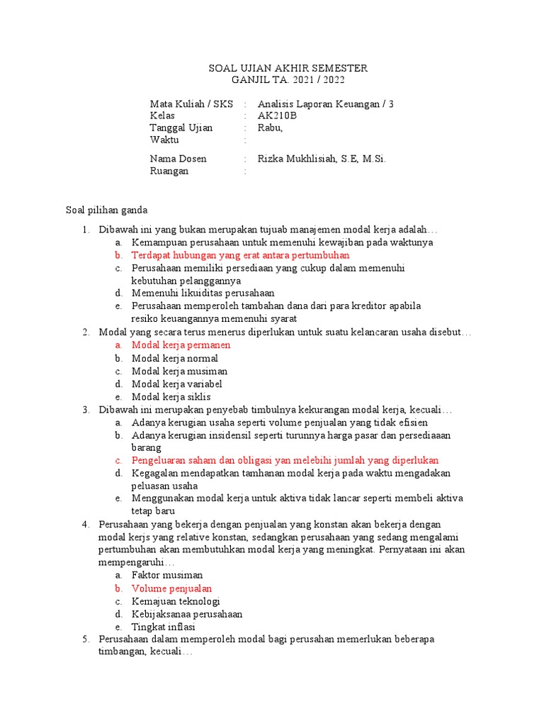 Soal UAS ALK Baru | PDF