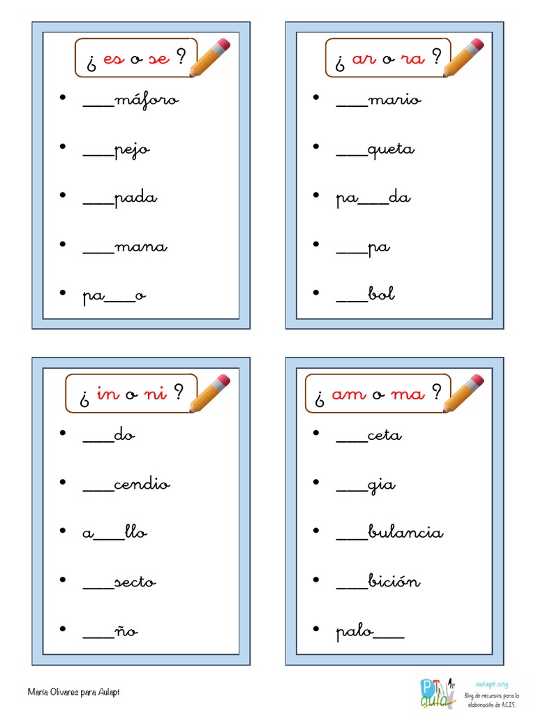 Tarjetas Silabas Directas e Inversas | PDF