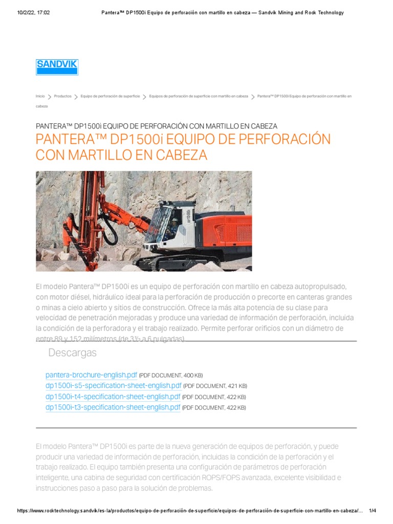 Pantera™ DP1500i Sandvik Mining and Rock Technology | PDF | Uso ...