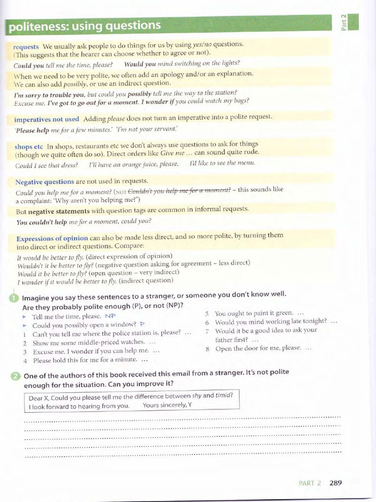Politeness-Questions Indirect Language | PDF | Question | Linguistics