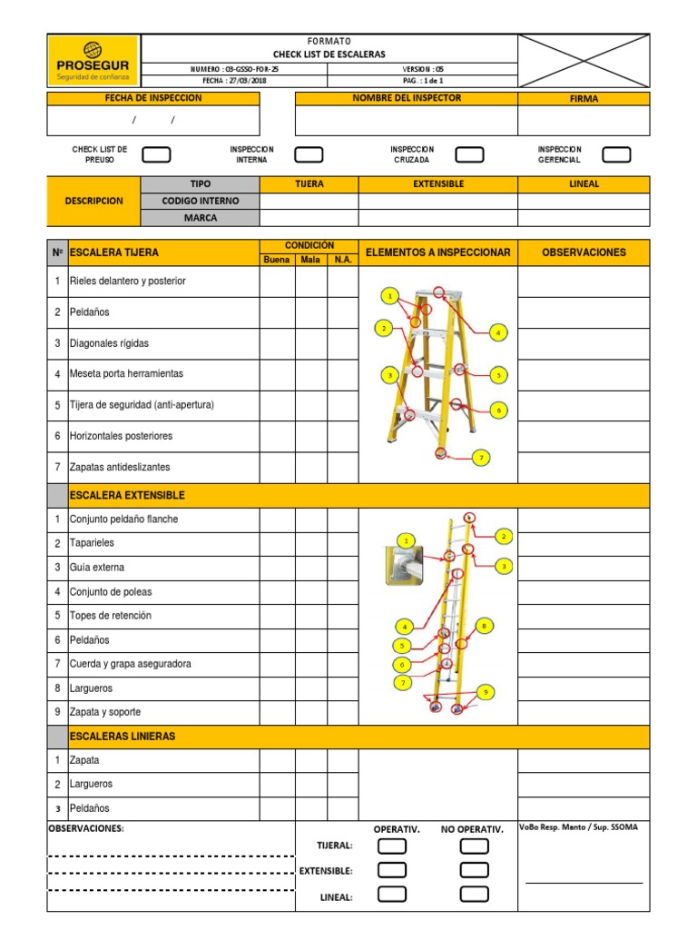 03-GSSO-FOR-25 Check List de Escaleras (Ver 05) | PDF