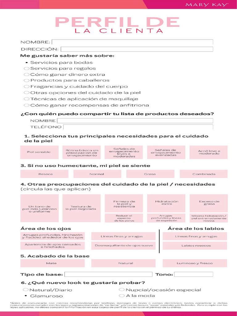 Perfil de Cliente Mary Kay WhatSapp | PDF