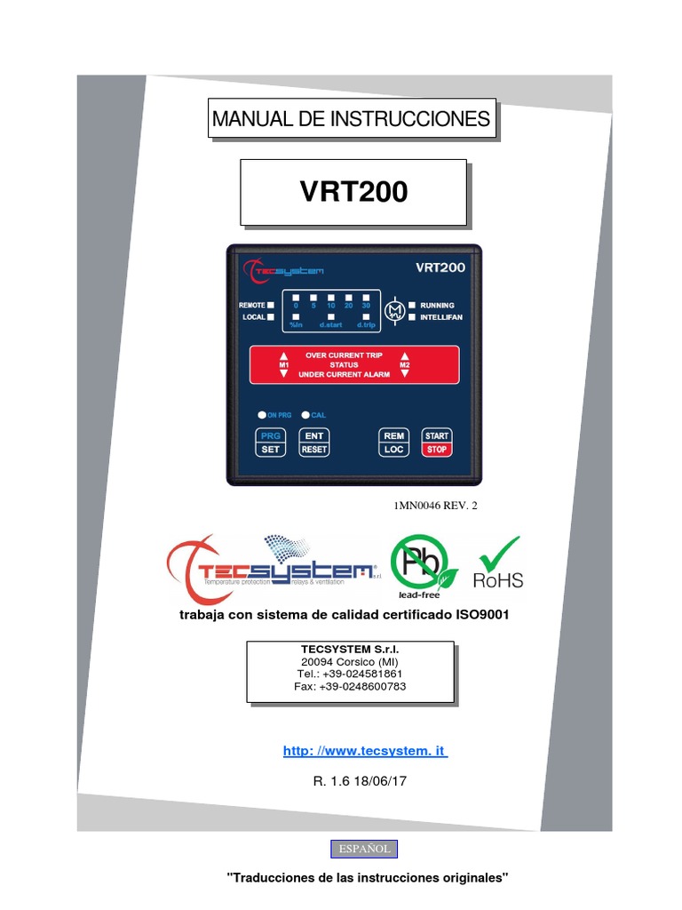 Comando de Ventiladores Vrt200-r1.6-Es Tecsystem | PDF | Diodo emisor de luz | Residuos