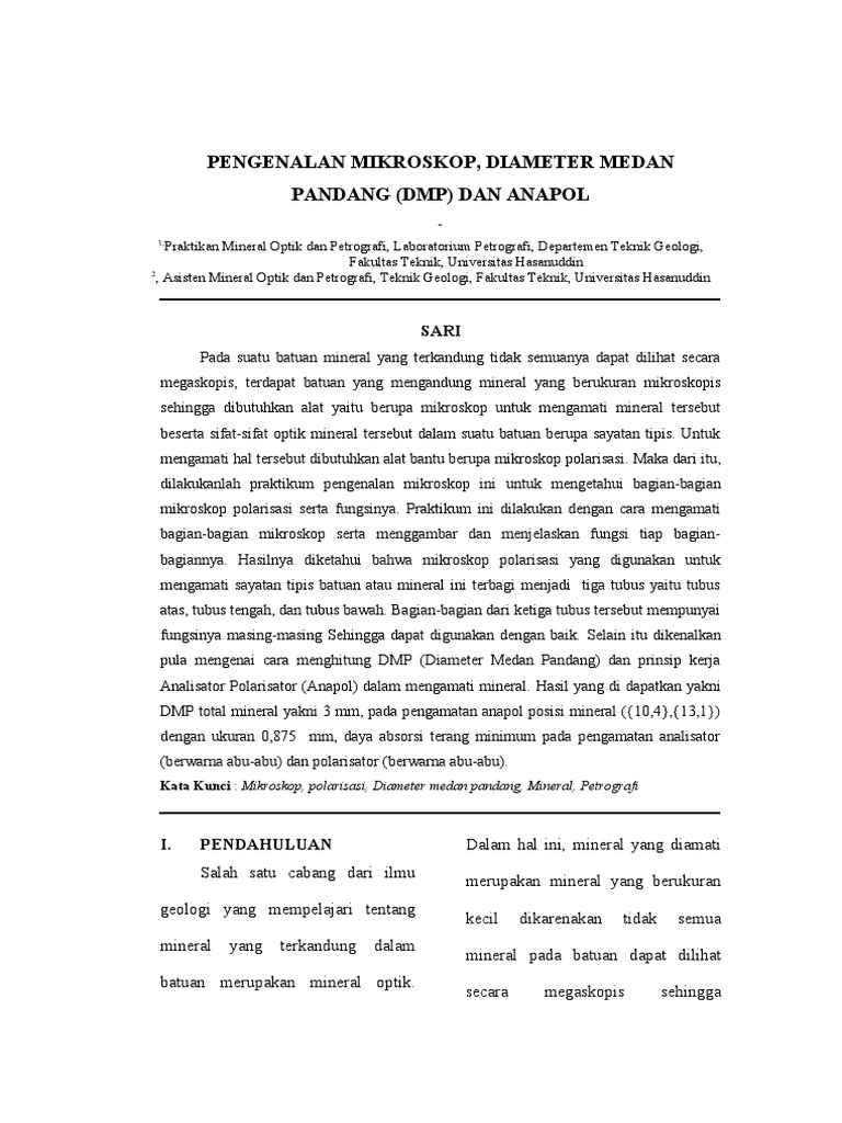 Jurnal Mineral Optik Acara 1 | PDF