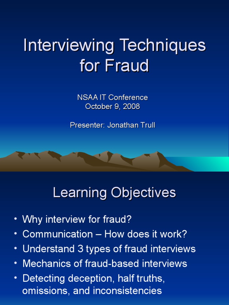 Interviewing Techniques For Fraud Pdf Audit Nonverbal Communication