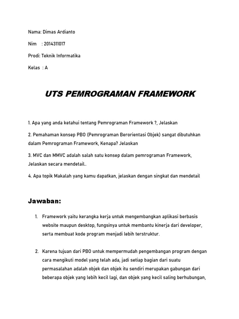 UTS Framework | PDF | Seni | Komputer