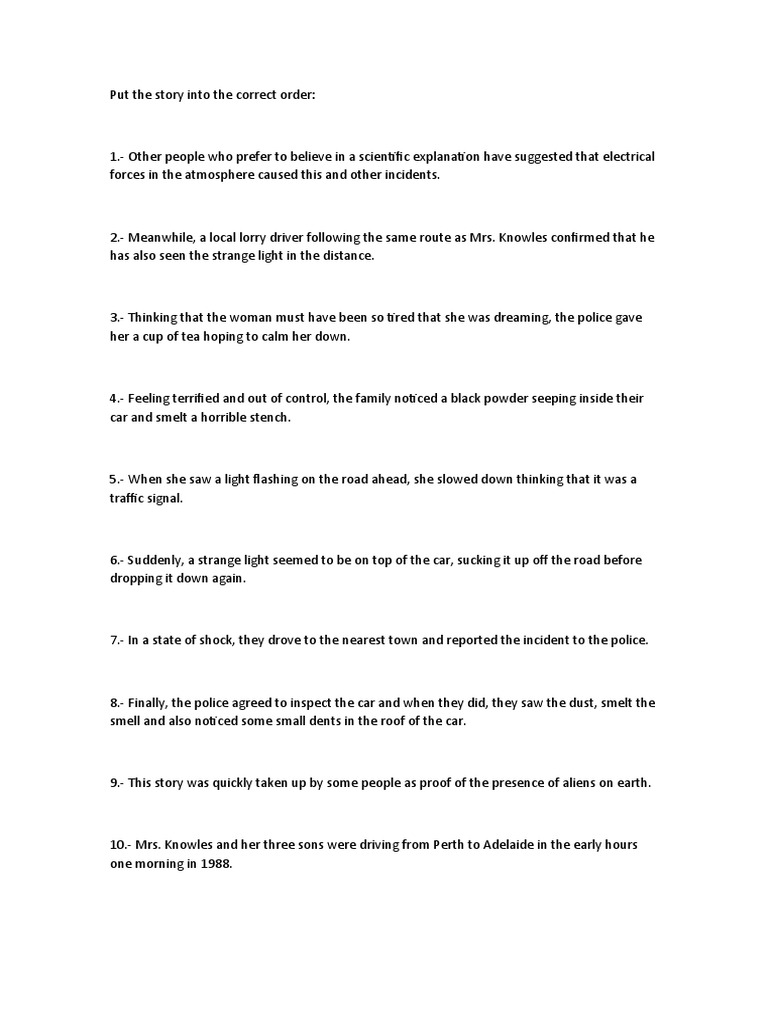 Put The Story Into The Correct Order | PDF