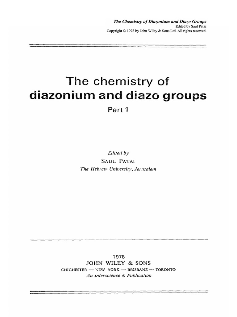 The Chemistry of Diazonium and Diazo Groups. | Download Free PDF ...