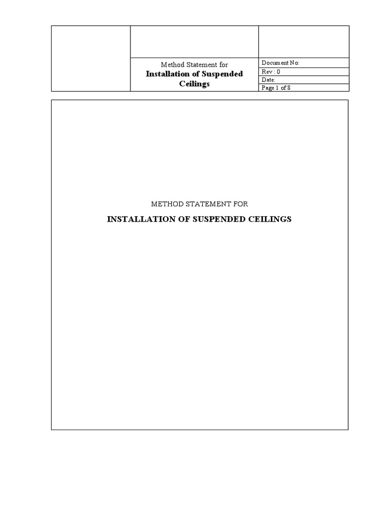 Suspended Ceiling Installation Method Statement | PDF | Drywall ...