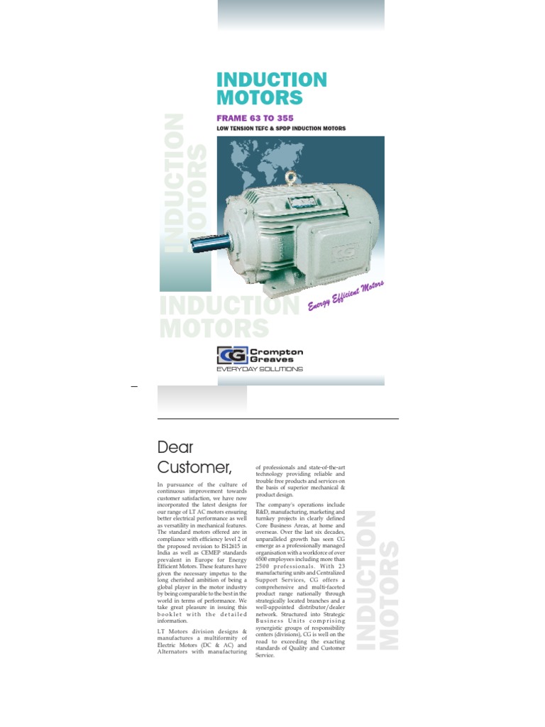 Crompton Greaves Induction Motors Guide | PDF | Electric Motor ...