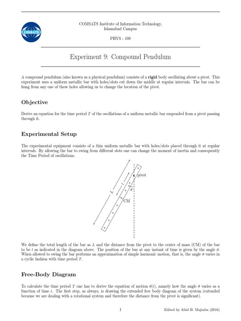 Compound Pendulum | PDF