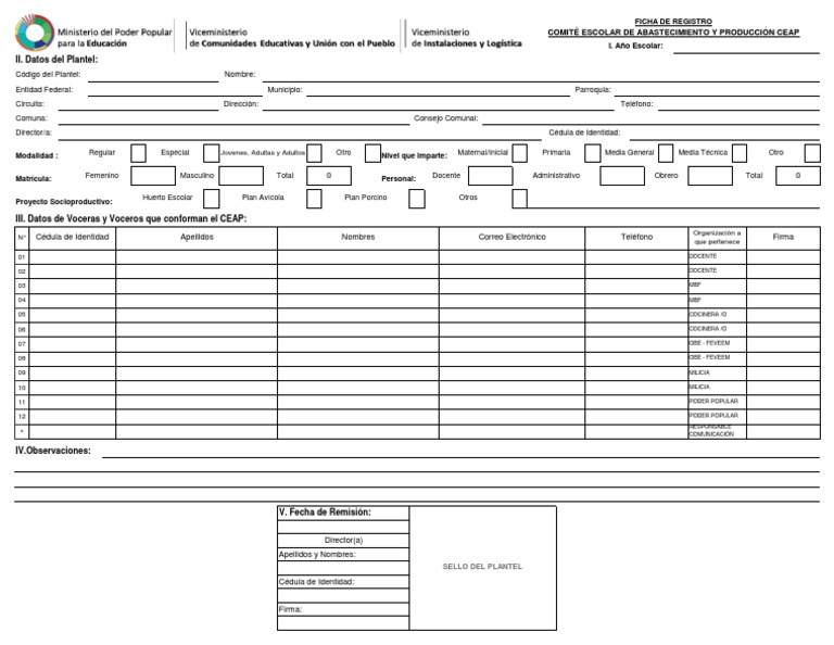 Ficha Registro CEAP | PDF