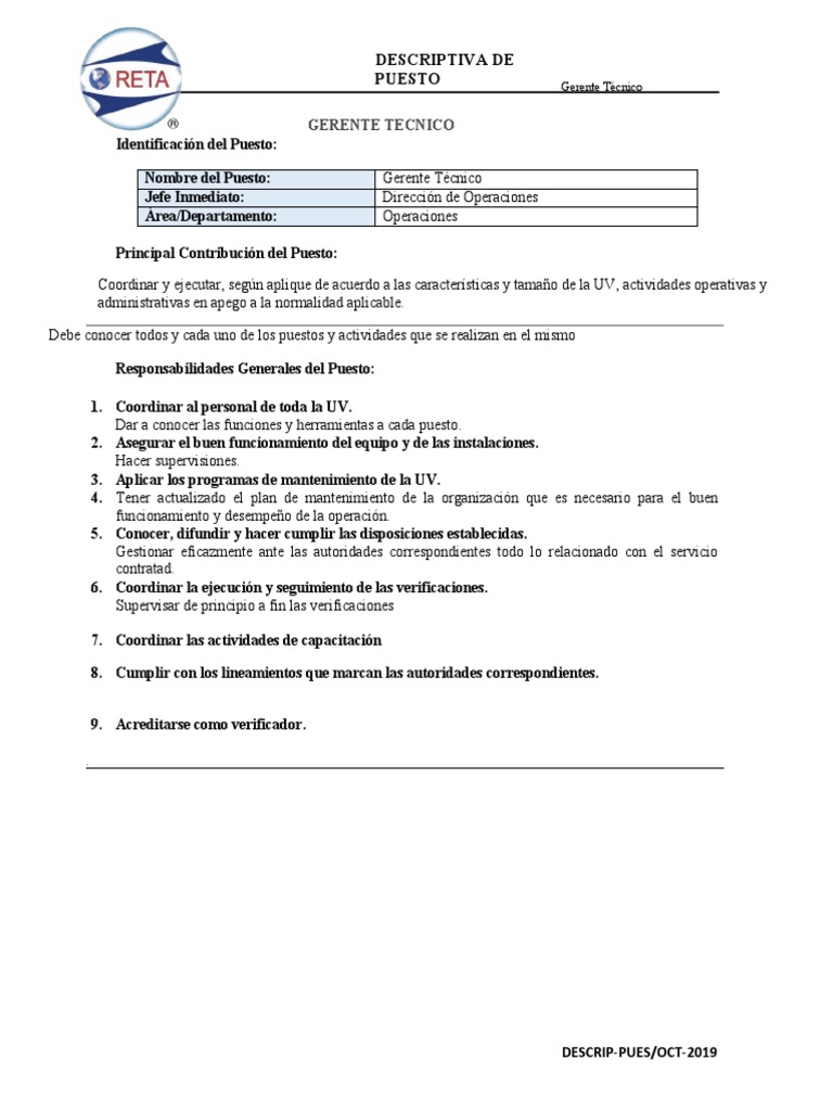 Funciones del Gerente Técnico | PDF | Negocios