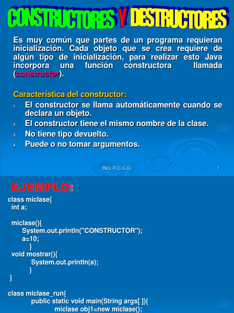 Clase12 Constructores y Destructores | PDF | Java (lenguaje de programación) | Objeto (informática)