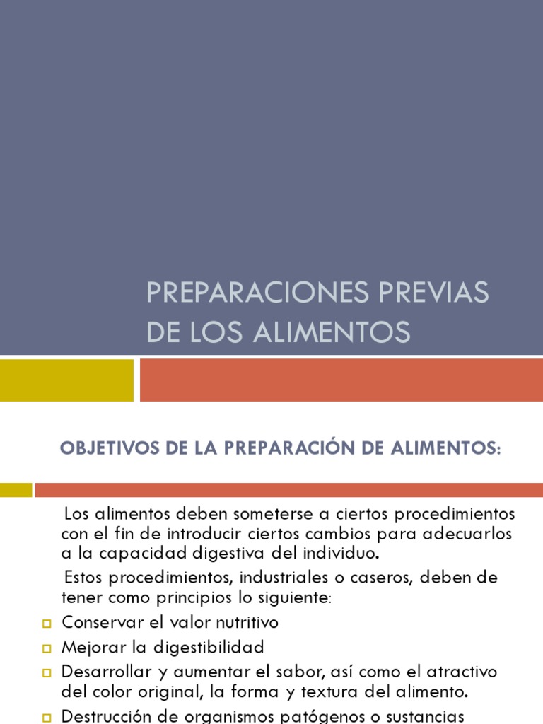 Preparaciones Previas de Los Alimentos | PDF | Alimentos | Cocinando