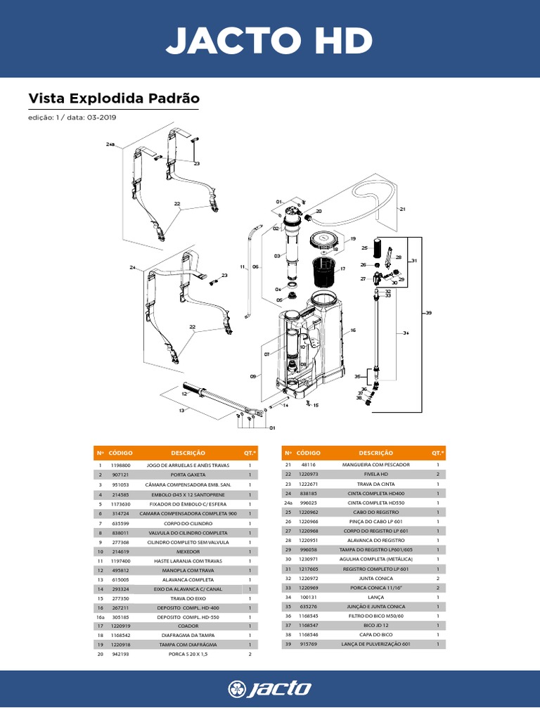 Jacto HD Vista Explodida Padrão | PDF