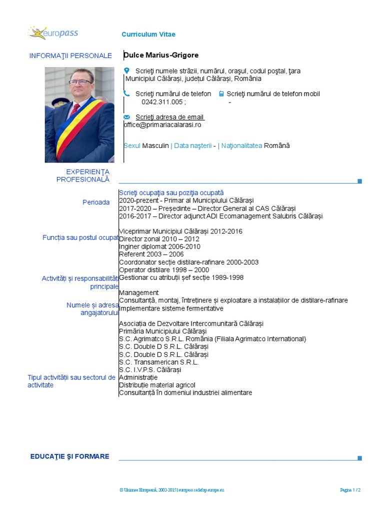 CV Dulce Marius-Grigore Europass | PDF