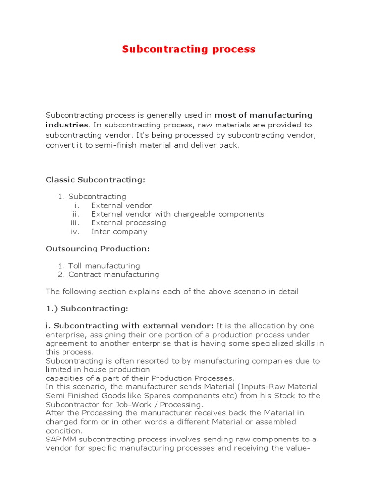 SAP Subcontracting | PDF | Invoice | Receipt