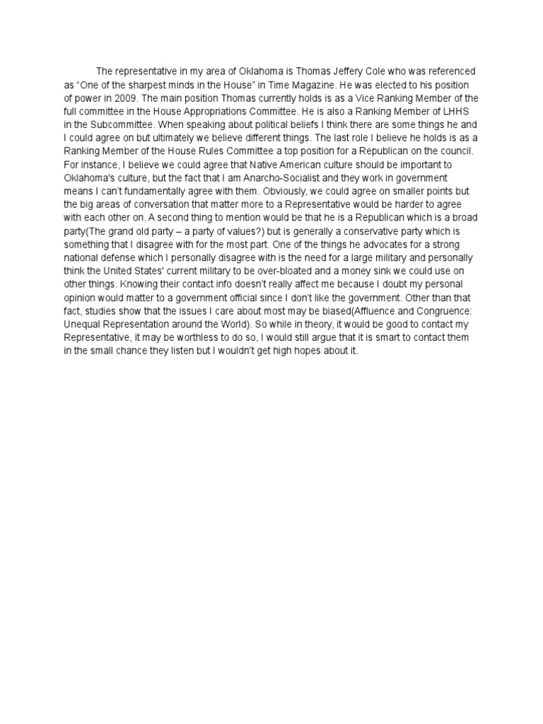 Essay - Who Represents Me | PDF