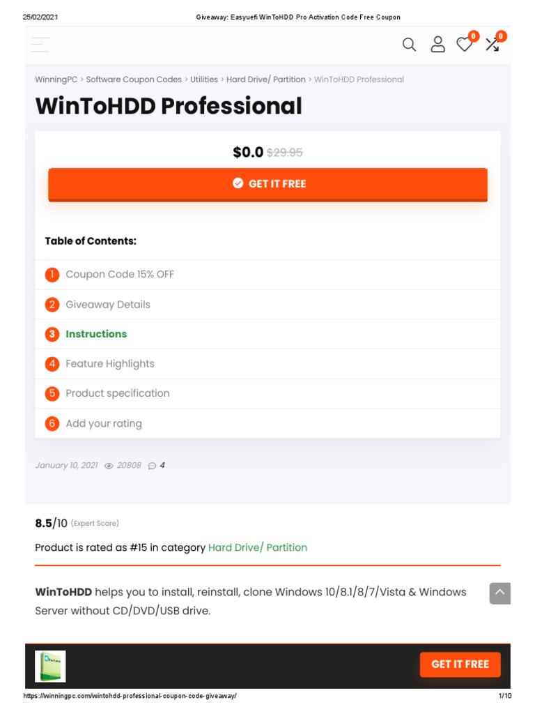 Giveaway - Easyuefi WinToHDD Pro Activation Code Free Coupon | PDF ...