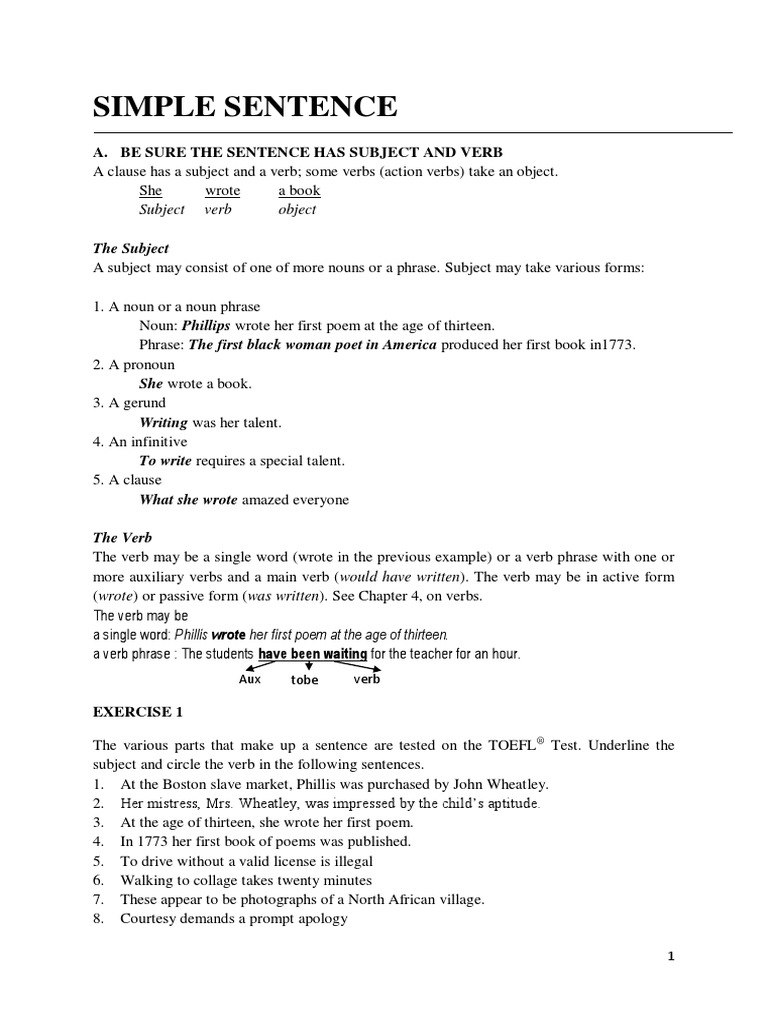 Simple Sentence and Subject Verb Agreement | PDF | Verb | Subject (Grammar)