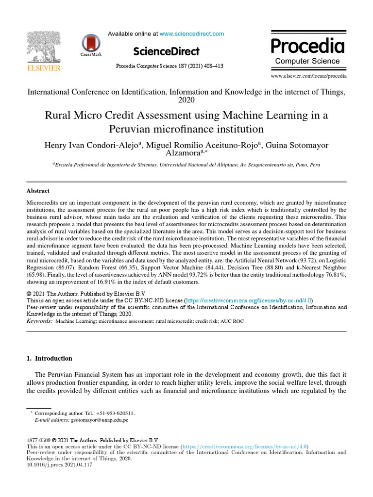 Condori 2020 | PDF | Receiver Operating Characteristic | Machine Learning