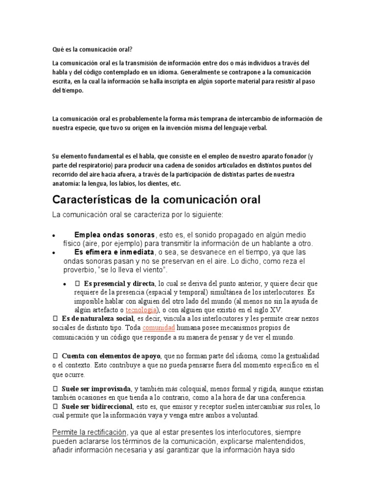 Qué Es La Comunicación Oral | PDF
