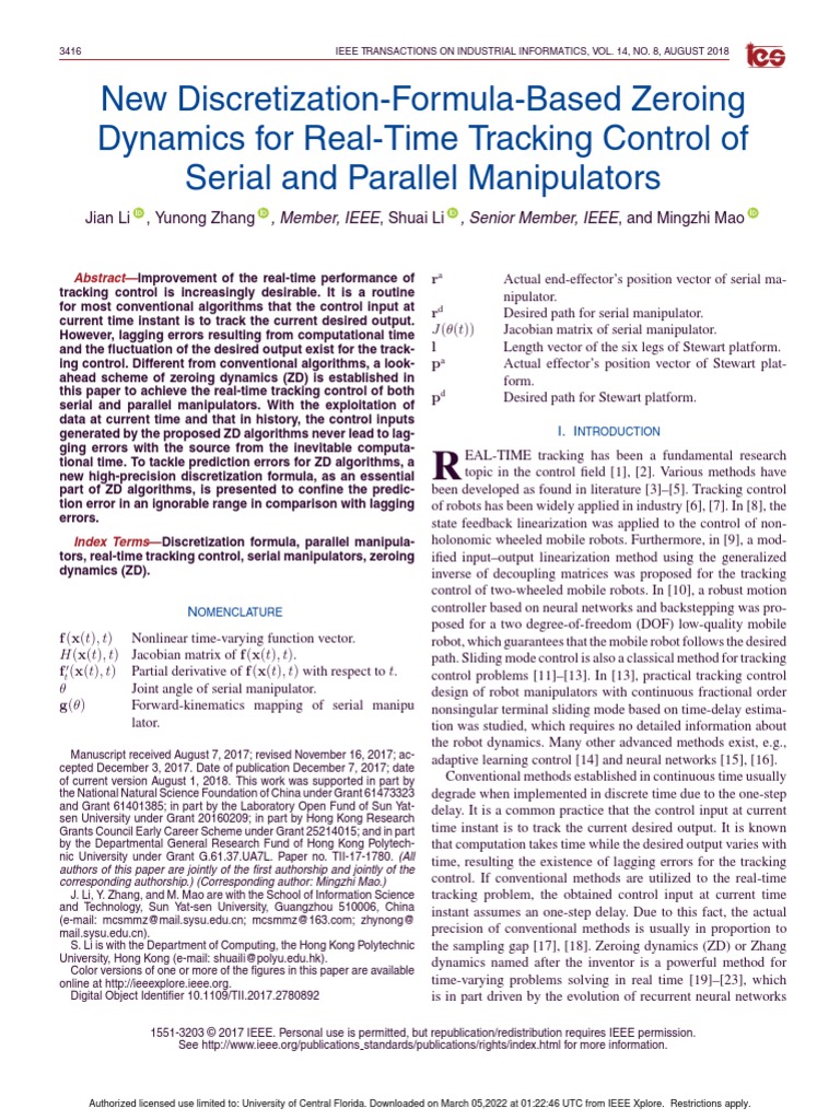 New Discretization-Formula-Based Zeroing Dynamics For Real-Time Tracking Control of Serial and ...