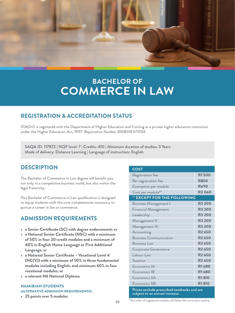 Commerce in Law: Bachelor of | PDF | Bachelor's Degree | Educational Stages