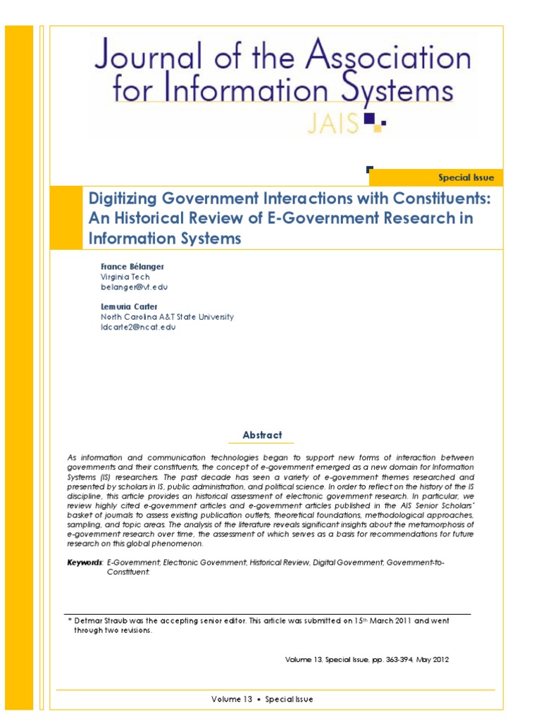 Digitizing Government Interactions With Constituents: An Historical ...