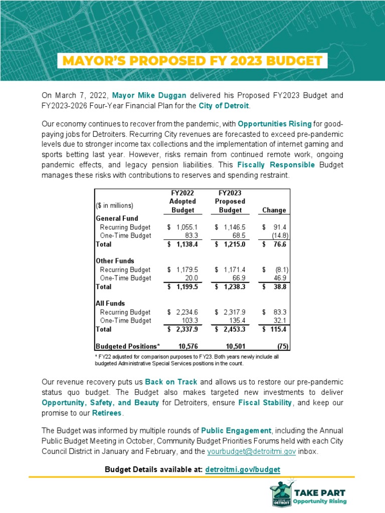 FY23 Budget One-Pager | Download Free PDF | Budget | Pension