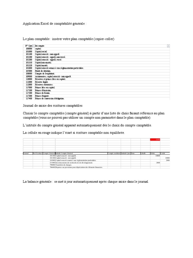 Application Excel de Tenue de Comptabilite | PDF | Comptabilité | Argent