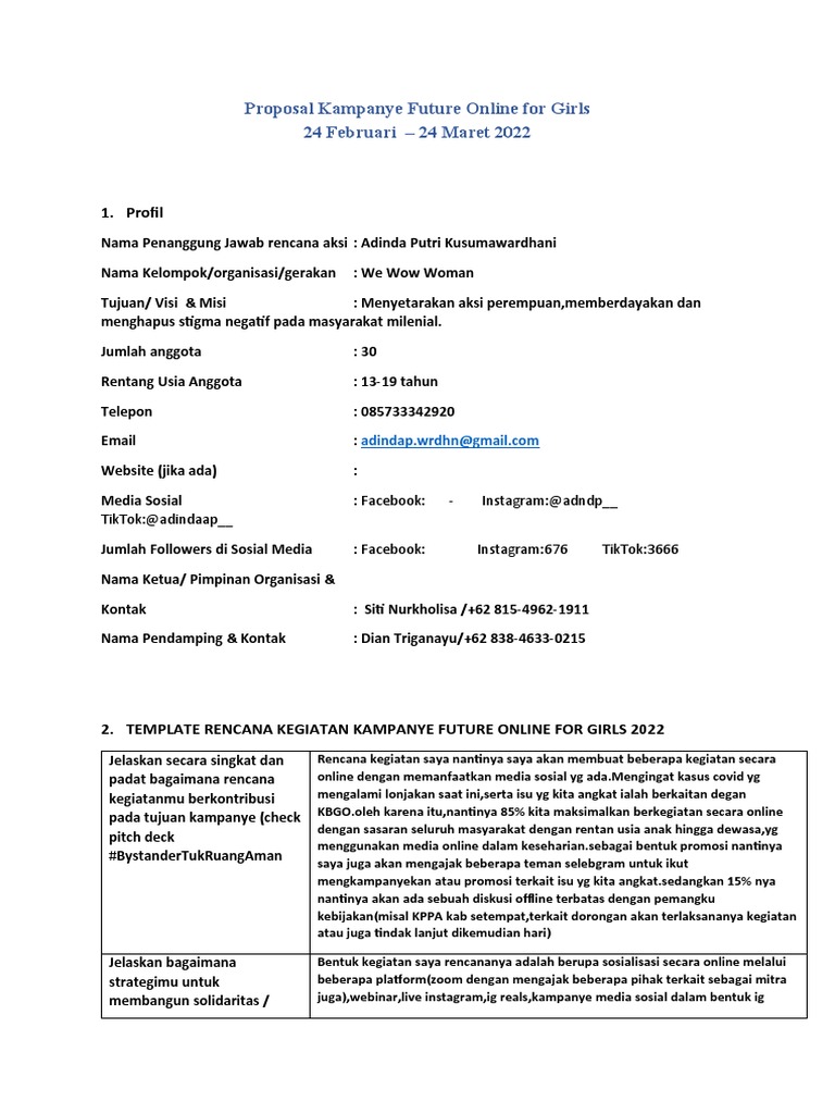 Template Proposal Kampanye Future Online For Girls 2022 | PDF | Ilmu ...