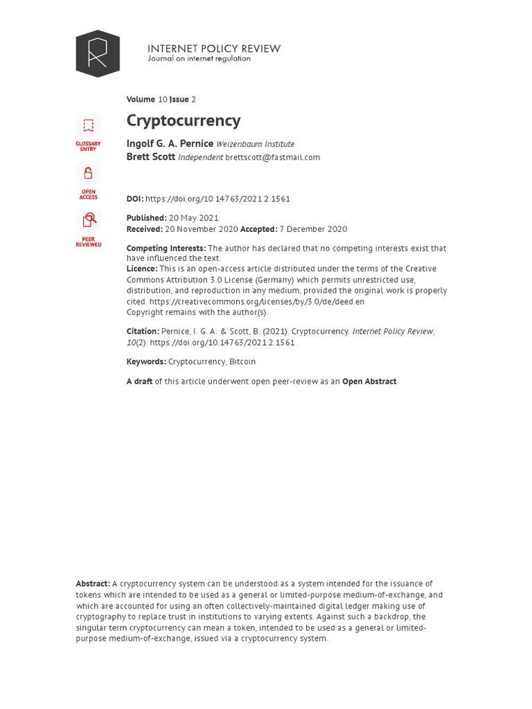 Cryptocurrency: Ingolf G. A. Pernice Brett Scott | PDF | Cryptocurrency ...