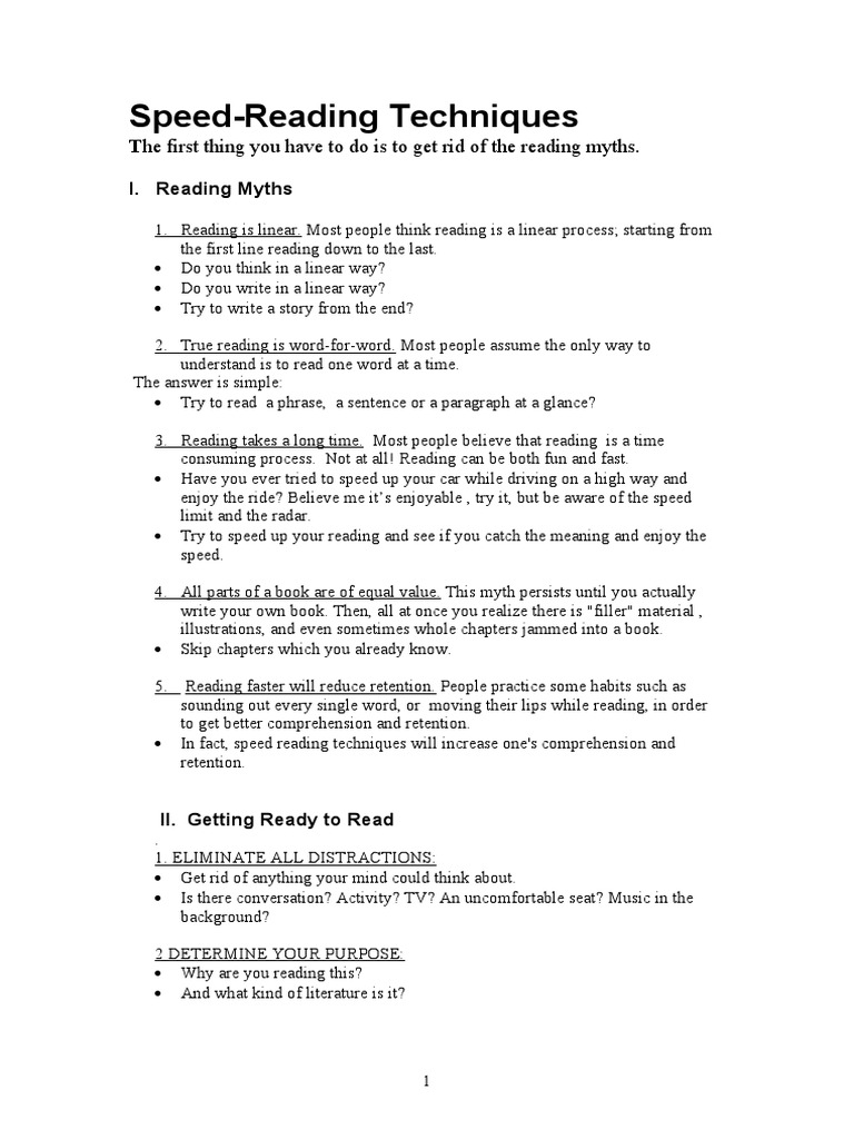 Speed-Reading Techniques: The First Thing You Have To Do Is To Get Rid ...