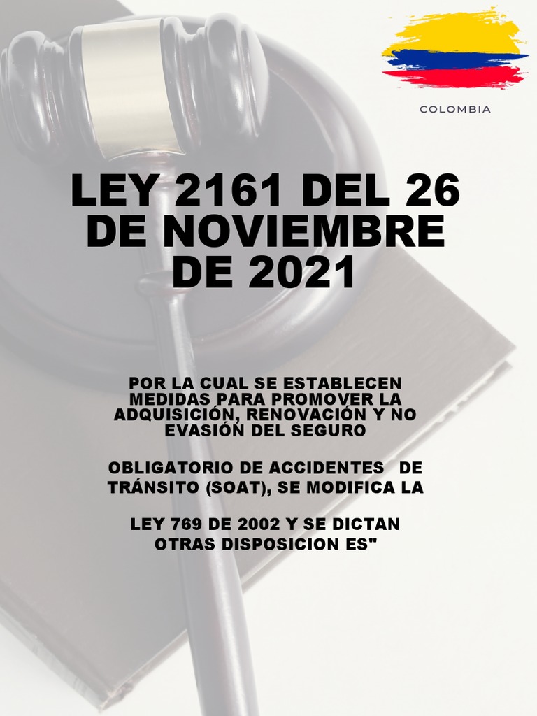 Ley 2161 Del 26 de Noviembre de 2021 | PDF | Seguro | Póliza de seguros