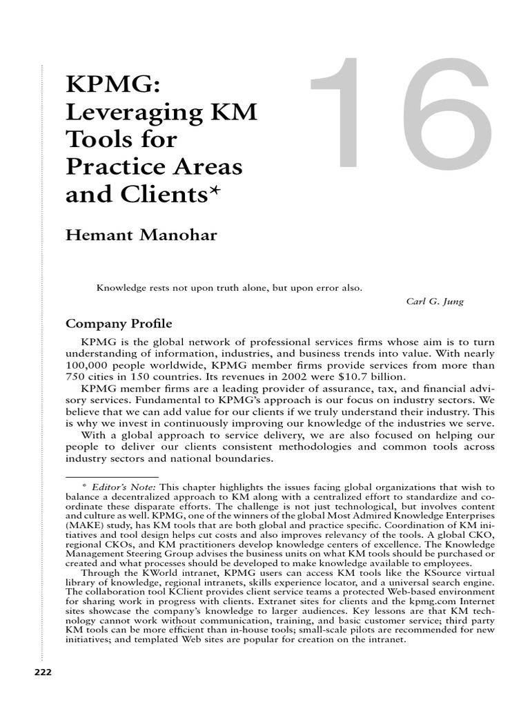 KM at KPMG-Case Presentation | PDF | Knowledge Management | Internet
