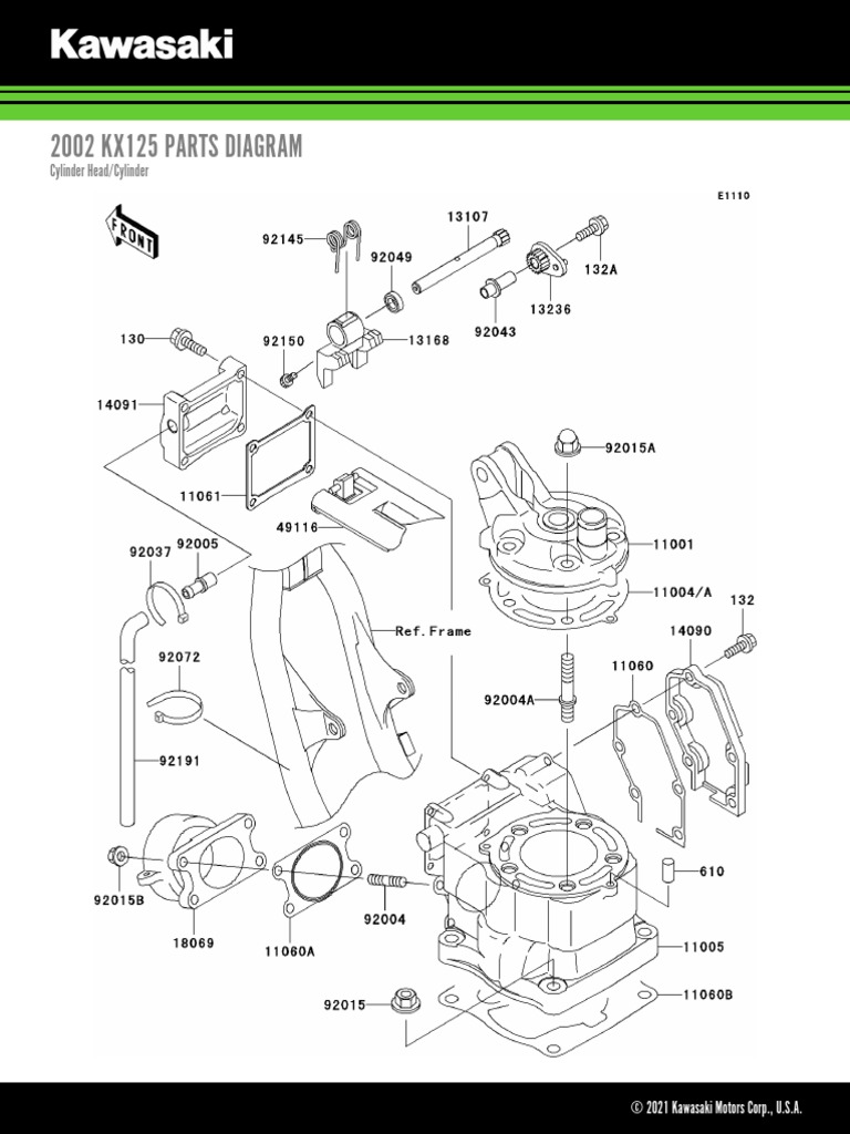 2002 Kx125 Parts Diagram: Cylinder Head/Cylinder | PDF | Equipment ...