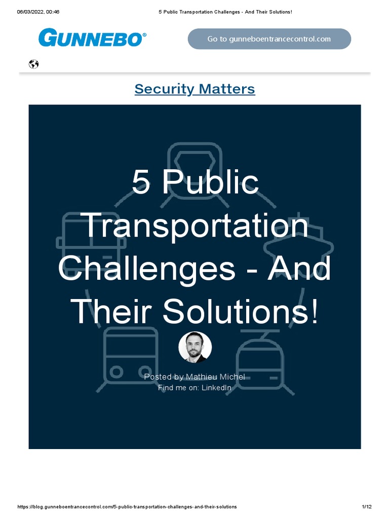 5 Public Transportation Challenges - and Their Solutions! | PDF ...