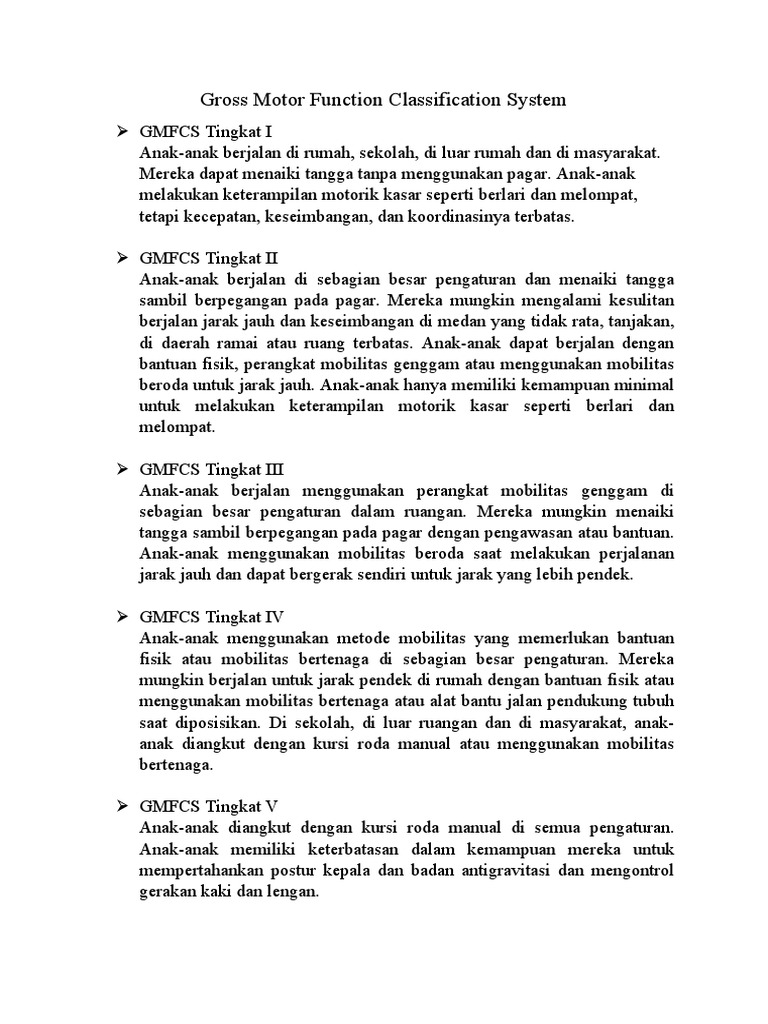 Gross Motor Function Classification System | PDF