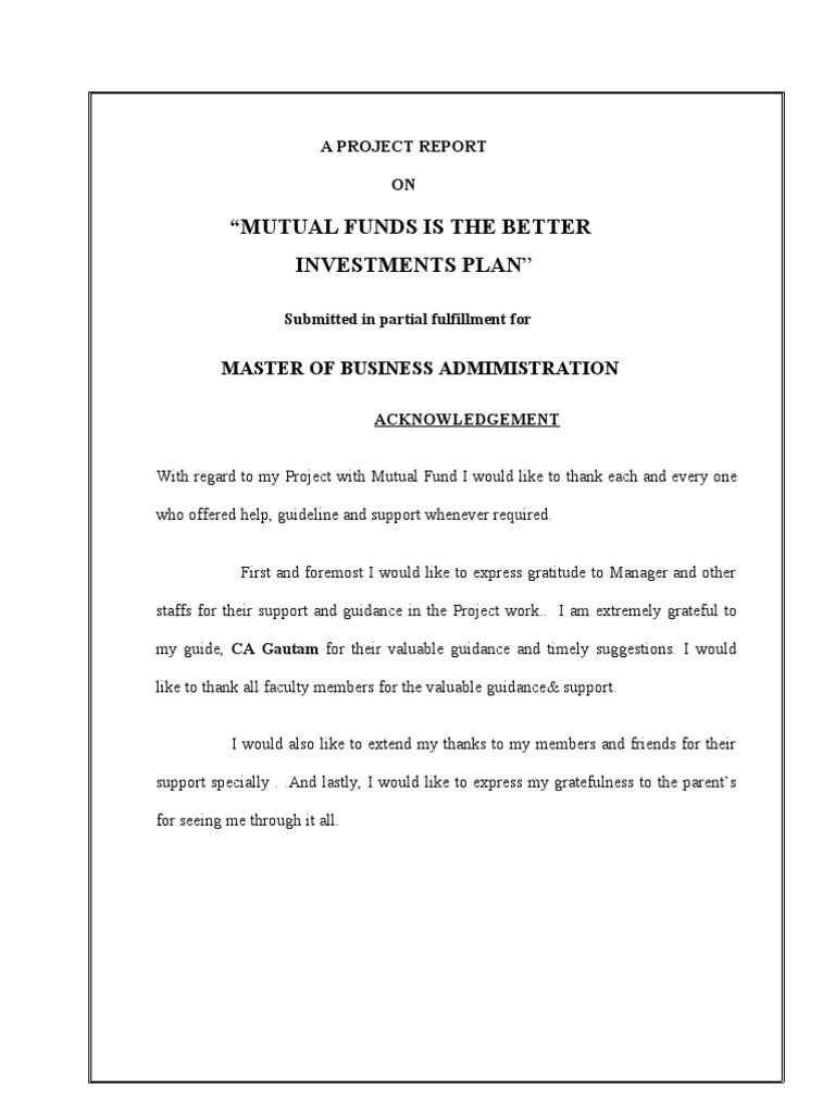 Mutual Fund Report | PDF | Investment Fund | Mutual Funds