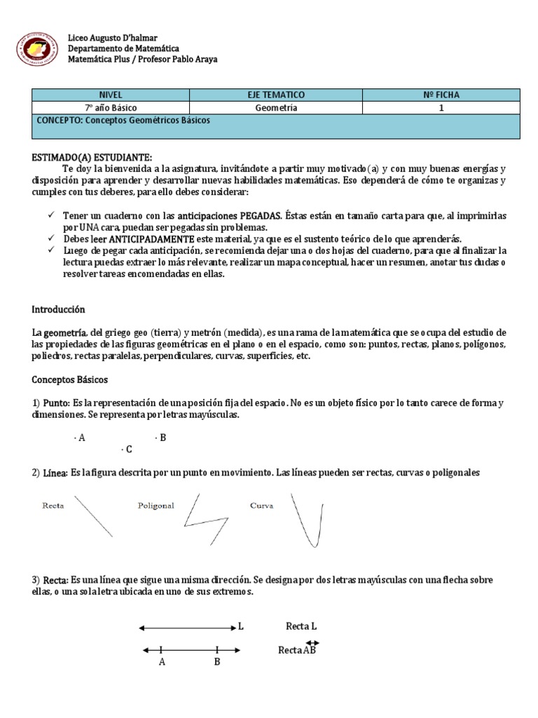 1) Conceptos Geométricos Básicos. | PDF | Geometría | Línea (geometría)