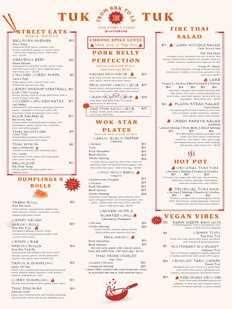 Tuk Tuk Thai Menu 2022 | PDF | Thai Cuisine | Curry