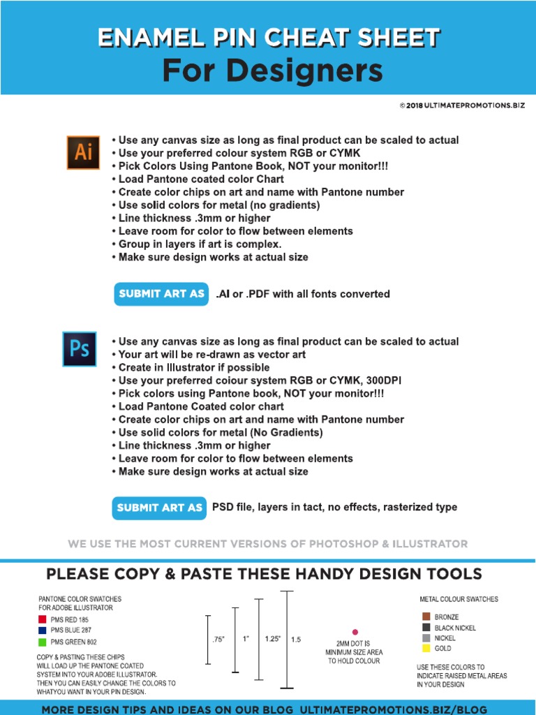 Enamel Pin Cheat Sheet Final | PDF